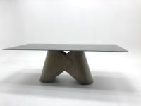 China Rectangular Marble Dining Table Set 220x100x75cm Ceramic Marble Top Steel Brass Base for sale