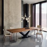 China Custom 8 Seater Dining Table MDF Walnut Veneer Steel Base 1.6cbm for sale