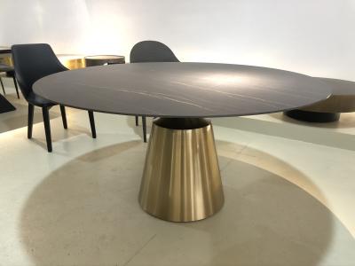 China 8 to 16 Seater Dining Table Set with Ceramic Marble Top and Stainless Steel Legs 135 cm for sale