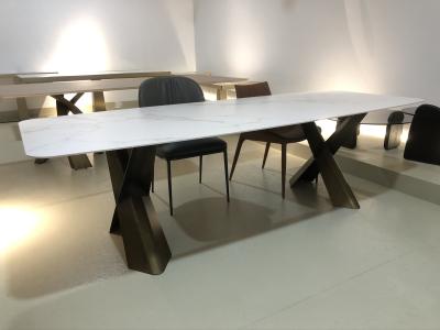 China Luxury Modern Rectangular Dining Table for 10 People Artificial Marble Top 240x110x75 cm for sale