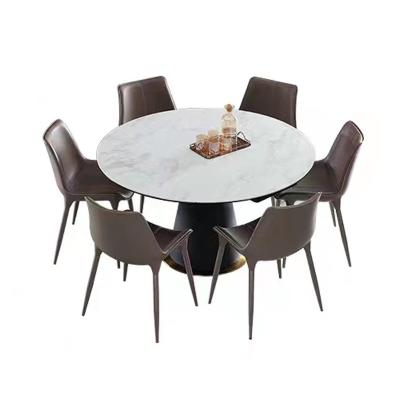 China Ceramic Marble Dining Table 135x90cm with Powder Coated Steel Base for Restaurant Home for sale