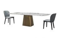 China Ceramic Marble Dining Table Set 180x90x75 cm Stainless Steel Brushed Bronze Base for sale