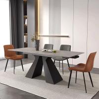 China Modern Italian Design Sintered Stone Dining Table 140x90x75 cm Metal Leg for sale