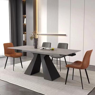 China Modern Italian Design Sintered Stone Dining Table 140x90x75 cm Metal Leg for sale