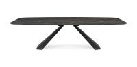 China Marble Surface Slate Sintered Stone Top Modern Bulgaria Grey Color Ceramic Table With Metal Base Dining Table Sets for sale