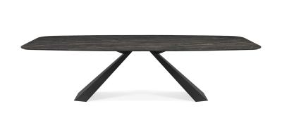China Marble Surface Slate Sintered Stone Top Modern Bulgaria Grey Color Ceramic Table With Metal Base Dining Table Sets for sale