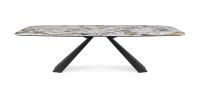 China Zisen Luxury Ceramic Marble Dining Table 220x100x75 cm Steel Base for sale