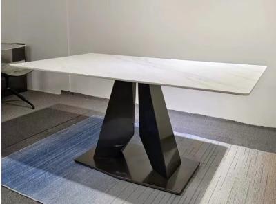 China Luxury 10 Seater Dining Table Set Rectangle Ceramic Marble Stainless Steel 220x100x75cm for sale