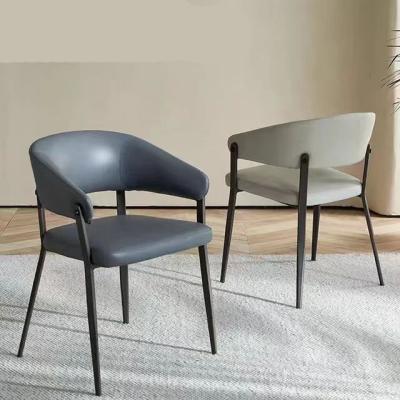 China Modern PU Leather Dining Chair with Metal Legs 55x55x76cm Nordic Style for sale