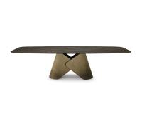 China Italy Design Ceramic Marble Dining Table 220x100x75cm Steel Brushed Brass Base for sale