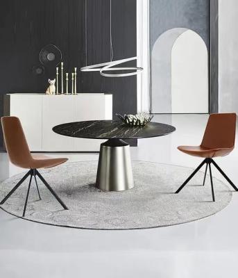 China Europe Market Metal Ceramic Dining Table Set Round Ceramic Sintered Stone Dining Table for sale