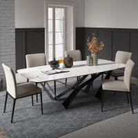 China Sintered Stone Ceramic Top Dining Table 220x100x75cm Powder Coated Metal Base for sale
