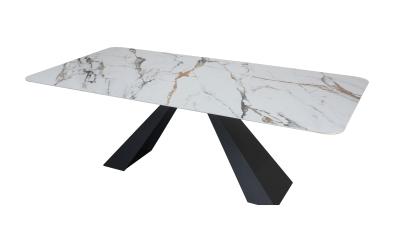China Italian High End Dining Room Furniture Steel Dinning Table Sets Luxury 6 Chairs Modern Marble for sale