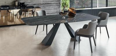 China Luxury Sintered Stone Ceramic Top Dining Table Set 220x100x75cm with 4-6 Chairs for sale