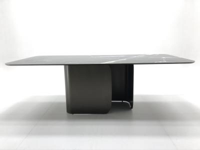 China High End Metal Base Dining Table Set 6 Seater Marble Top Italian Luxury Dining Tables And Chairs Set for sale