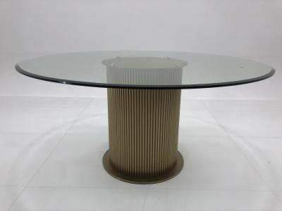 China China Foshan Dining Room Furniture Table Set 6 Seater Luxury Modern Glass Stainless Steel High End Dining Table for sale
