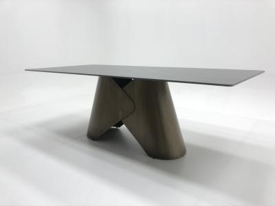 China Italian Household Dining Room Furniture Stainless Steel Frame Marble Top Dining Table Set for sale