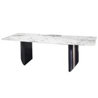 China Luxury Ceramic Marble Top Dining Table Set with 6 8 10 Seaters 220x100x75 cm for sale