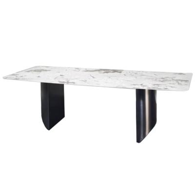 China Luxury Ceramic Marble Top Dining Table Set with 6 8 10 Seaters 220x100x75 cm for sale