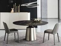 China Round Ceramic Marble Dining Table Set 6 Seater 150cm Brass Leg Stainless Steel Luxury Modern for sale
