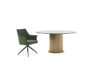 China Round Clear Tempered Glass Dining Table Set 1500mm with Champagne Gold Base for Restaurant for sale