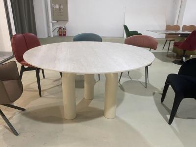 China 2025 Travertine Top And Metal Base Dining Table For Dining Room for sale