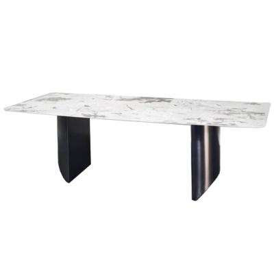 China Sintered Stone Mable Top Dining Table Set for Home Marble Metal Dining Table for sale