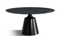 China 12mm Ceramic Marble Dining Table with 8 Chairs 135cm Round Stainless Steel Base for sale