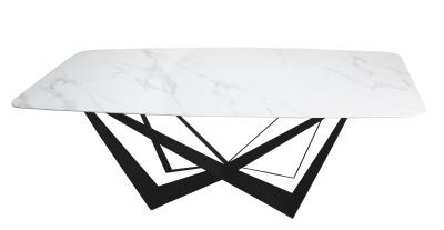 China Italian Luxury Metal Powder Coating Legs Dinner Table 220x100x75 cm Ceramic or Marble Top for sale