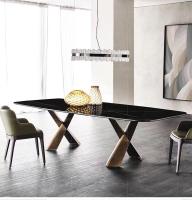 China Modern Rectangle Marble Top Dining Table Set 240x110x75 cm Luxury Restaurant Furniture for sale