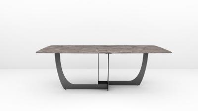 China 2200x1000x750mm Rectangle Dining Table Set Metal Sintered Stone Marble Top for sale
