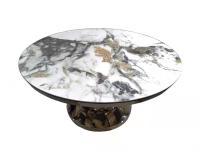 China Round Marble Dining Table Set with 4 Chairs 150cm Ceramic Top Steel Base for sale