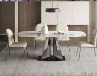 China Luxury Marble Dining Table 220x100x75cm Stainless Steel Base for 6-8 Persons for sale