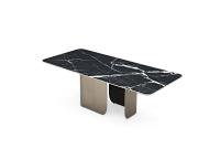 China Luxury Rectangle Dining Table 220x100x75cm Marble Top Metal Legs Home Furniture for sale