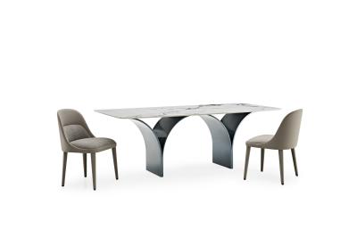 China Foshan Factory Ceramic Marble Dining Table 220x100x75cm Steel Base for Home Restaurant for sale