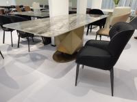 China Gold Stainless Steel Dining Table 220x100x75 cm Sintered Stone Marble Top for Living Room for sale