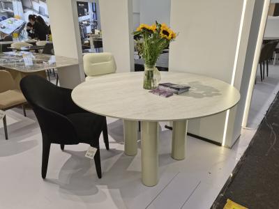 China Modern Sintered Stone Round Dining Table Set with 4-10 Chairs 135cm for Restaurant for sale