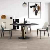 China Modern Round Ceramic Marble Top Dining Table with Chairs Set 135cm Sintered Stone for sale