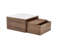 China Modern Luxury Marble Top Coffee Table Set MDF Walnut Veneer 700x700x340mm for Living Room for sale
