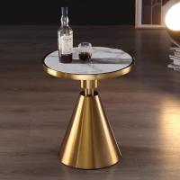 China Ceramic Marble Coffee Table with Stainless Steel Gold Titanium Frame 50cm Round Modern Living Room Furniture for sale