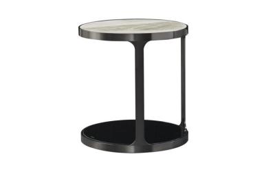 China Stainless Steel Frame Coffee Table with White Marble Top 50cm Round Modern Living Room Furniture for sale