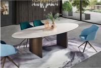 China Modern Luxury Dining Table Set Stainless Steel Ceramic Marble Top 2700x1200x760mm for Villa for sale
