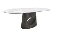 China Italian Modern Luxury Sintered Stone Marble Dining Table Set 220x100x75mm Metal Base for Hotel Villa for sale