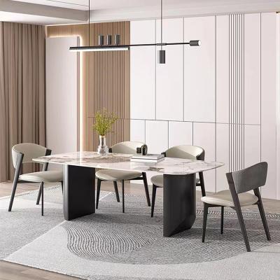 China Italian Style Ceramic Marble Dining Table Set with 6 Chairs 240x110x75 cm for Home Hotel for sale