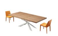 China French Vintage Style Wood Dining Table 200x100x75 cm MDF Walnut Veneer Stainless Steel Base for sale