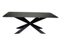 China Luxury Modern Ceramic Marble Dining Table 200x100x75 cm Stainless Steel Base for Villa Hotel for sale