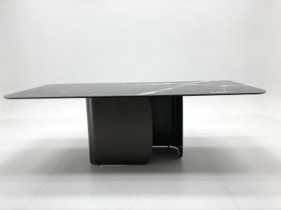 China Italian Modern Dining Table Set 220x100x75cm Ceramic Marble Top with 6 Chairs for sale