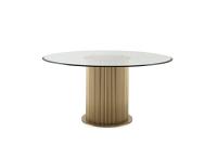 China Luxury Nordic Modern 6 Seater Dining Table Set Rectangle Glass Top 150cm with Champagne Gold Base for sale
