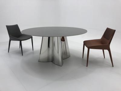 China Minimalist Modern Dining Table Set Ceramic Marble Top Stainless Steel Base 150cm Round 4-8 Seater for sale