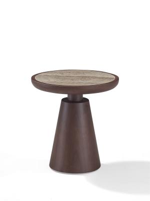 China Modern Wooden Coffee Table with Artificial Marble Top MDF Base 50cm Diameter for sale